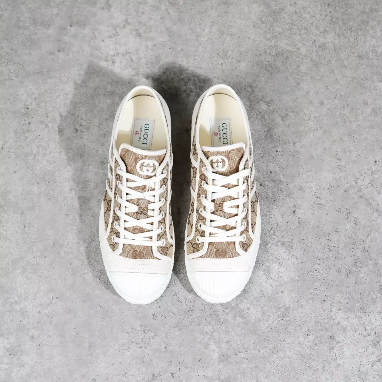 Jual Gucci Sepatu GUCCI GG MONOGRAM BROWN LINE WHITE SNEAKER 100% ...