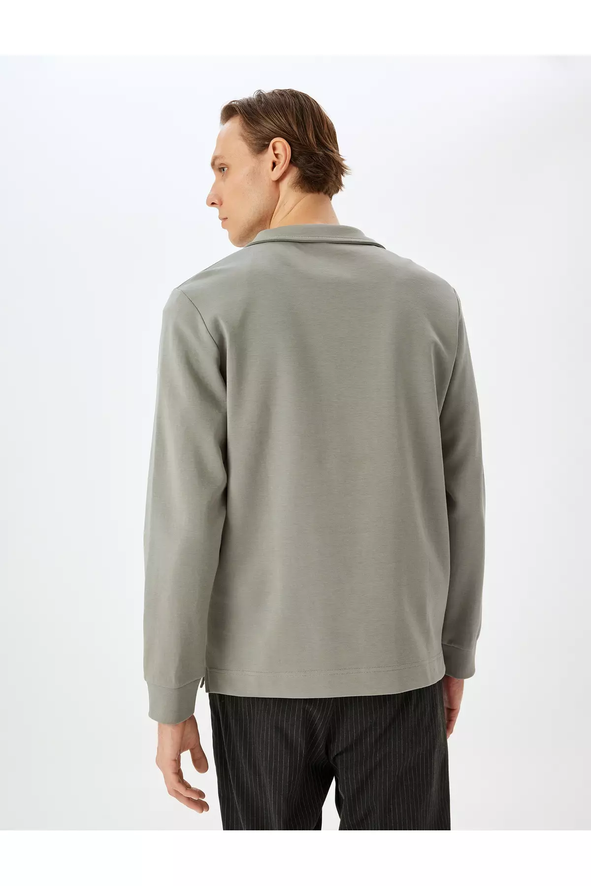 Buy KOTON Long Sleeve Cotton Interlock Fabric Basic Half Zipper ...