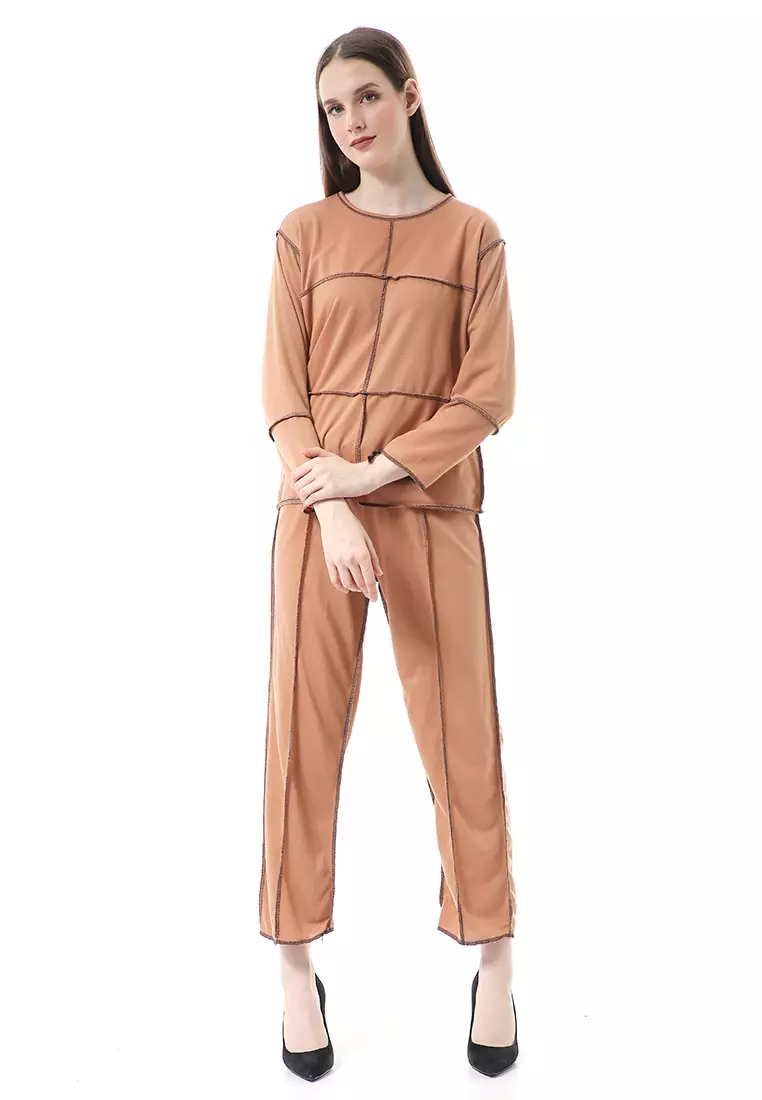 Jual Evernoon Marina One Set Atasan Bawahan Wanita All Size Relaxed Fit Mocky Cappucino