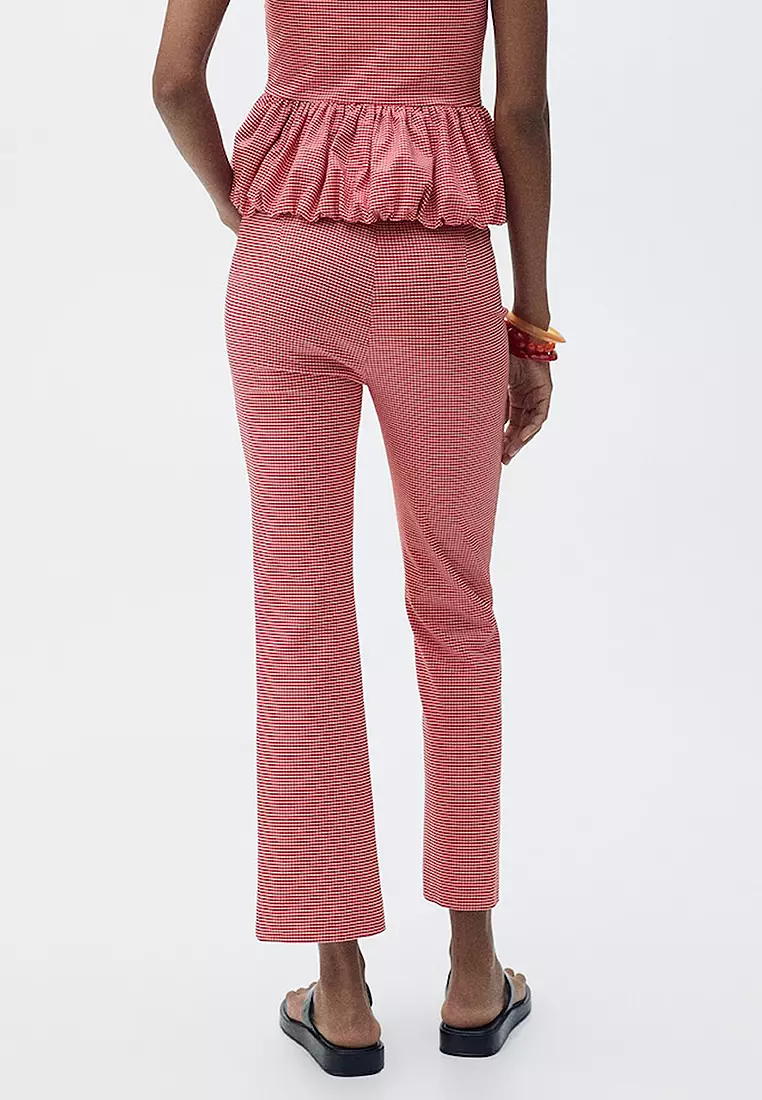 Jual Mango Gingham-Check Cropped Trousers Original 2025 | ZALORA ...
