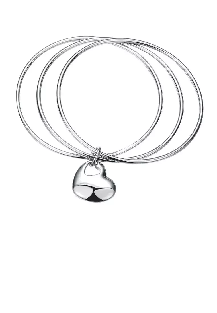 Buy Mooclife 925 Silver Plated Elegant Heart Bangle 2025 Online | ZALORA Philippines