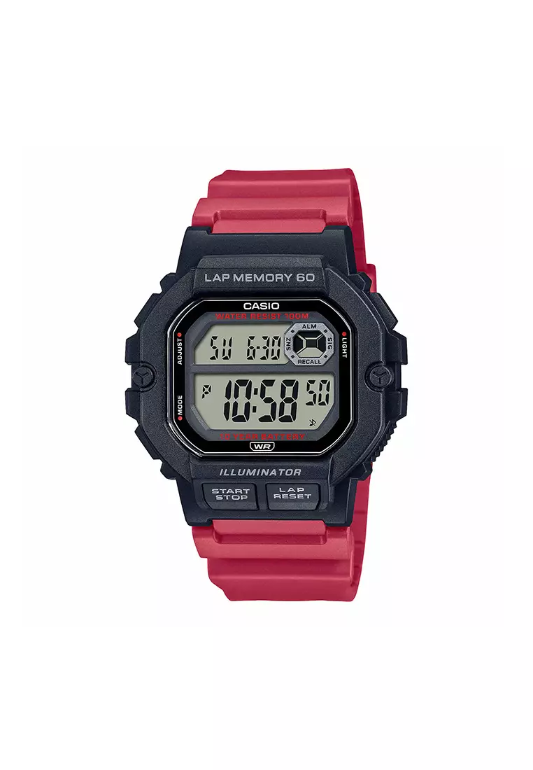 Buy Casio Watches Men's Digital Watch WS-1400H-4AV Red Resin Strap ...