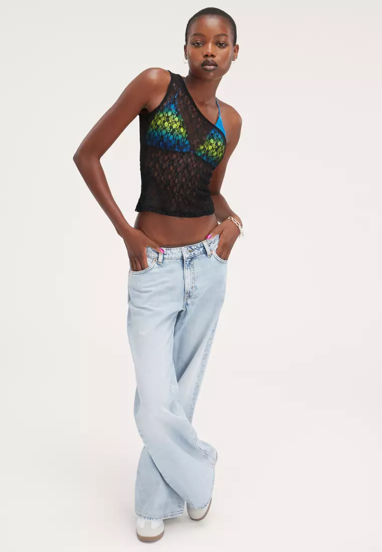 Buy Monki One Shoulder Lace Tank Top 2025 Online | ZALORA