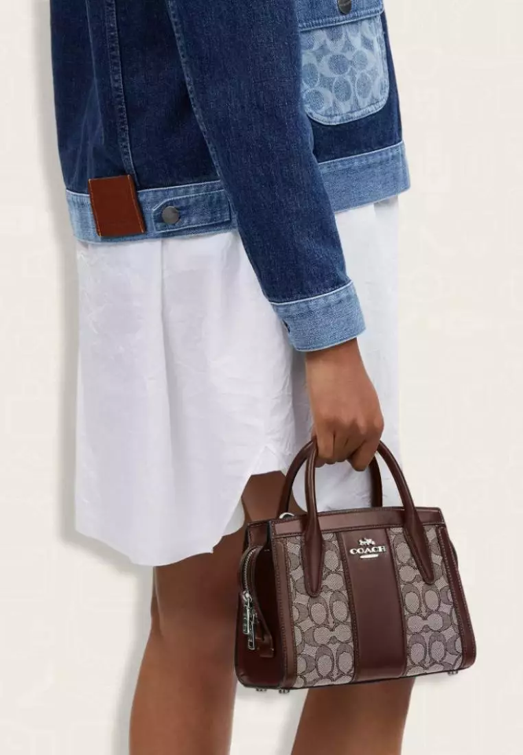 Jual COACH Coach Andrea Carryall Bag In Signature Jacquard Oak Maple ...