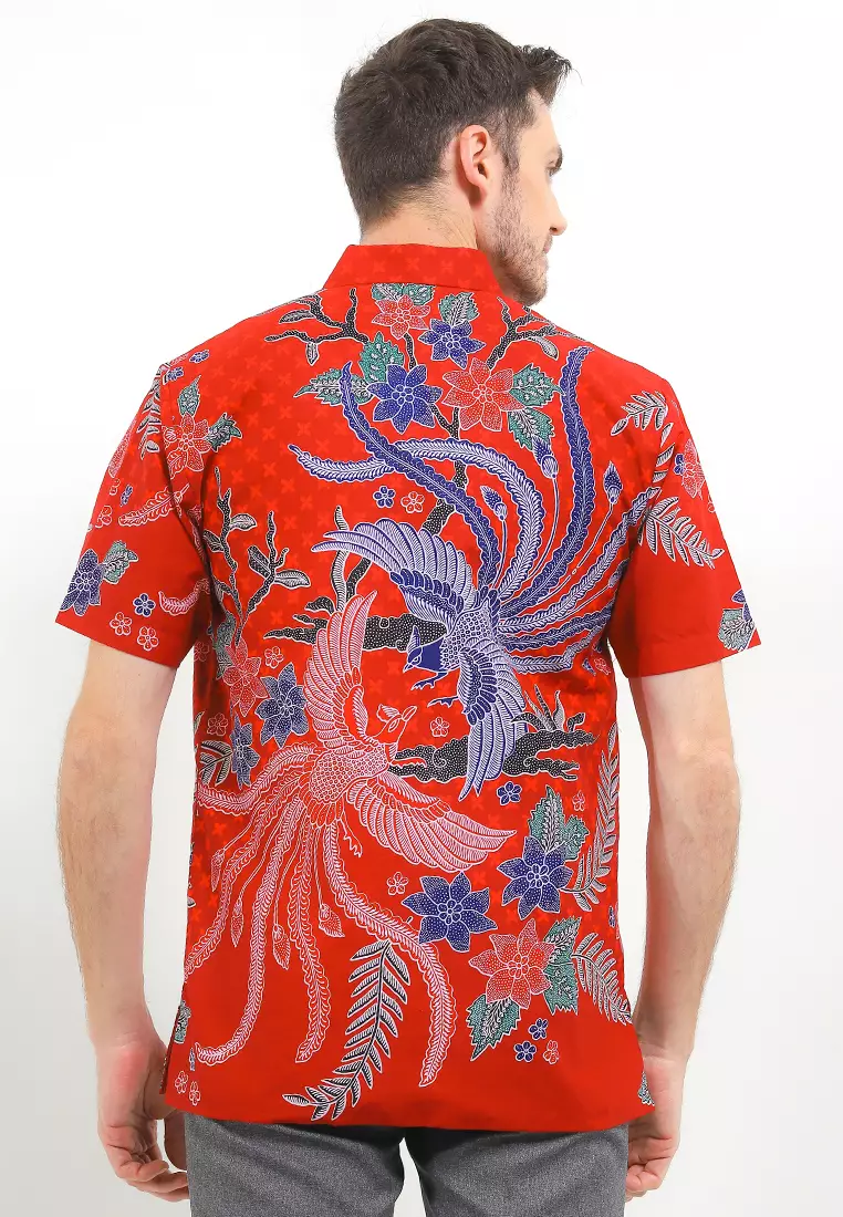 Jual Rianty Batik Hem Batik Pria Lengan Pendek Furing Reano Red ...