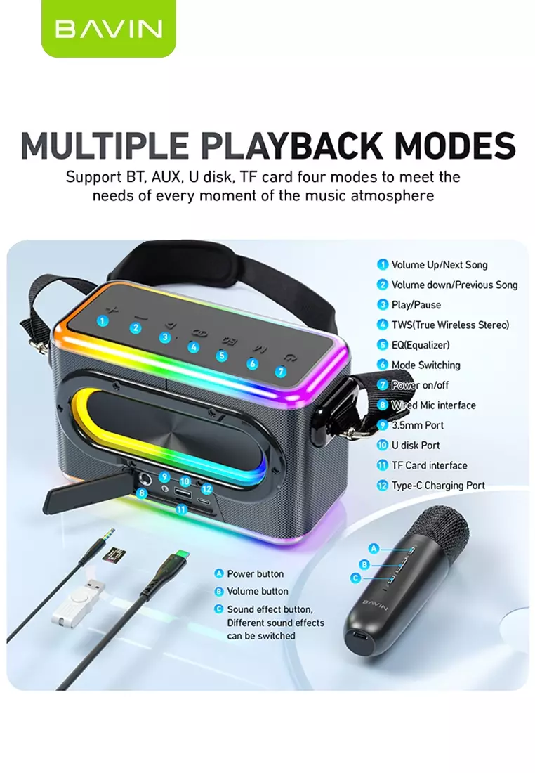 Buy BAVIN BM27 Outdoor Bluetooth Speaker Portable Karaoke Machine with ...