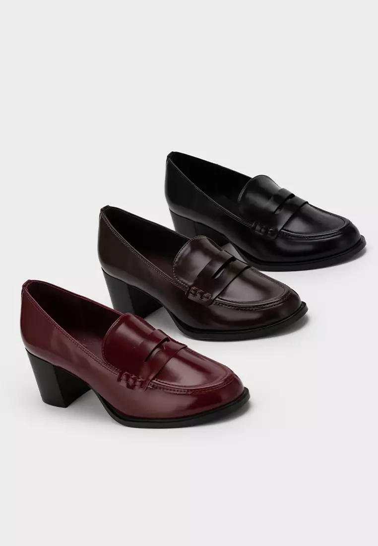 Buy nose CHUNKY HEEL PENNY LOAFERS Online | ZALORA Malaysia