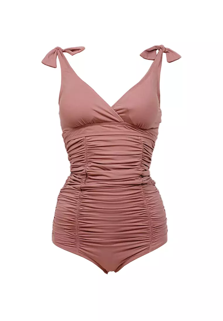 Buy Sunnydaysweety New V-neck solid color one-piece swimsuit ...