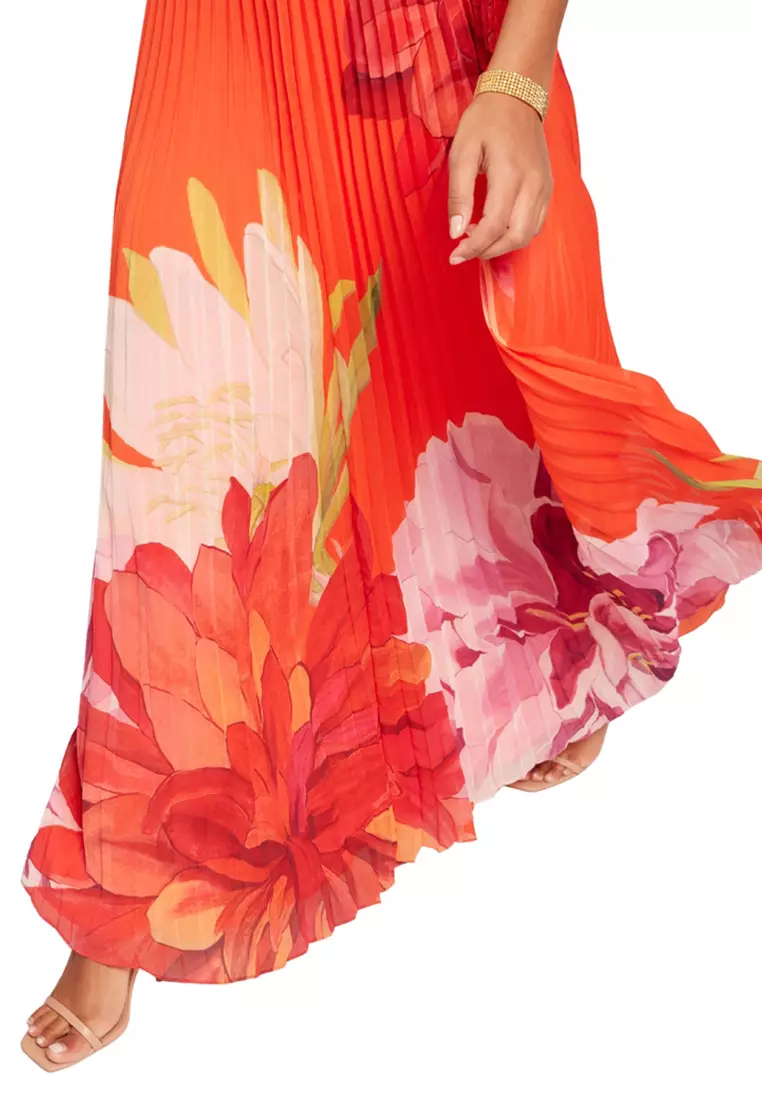 Buy TED BAKER Ted Baker MATERVA Printed Halter Neck Pleated Maxi Dress 2025 Online | ZALORA