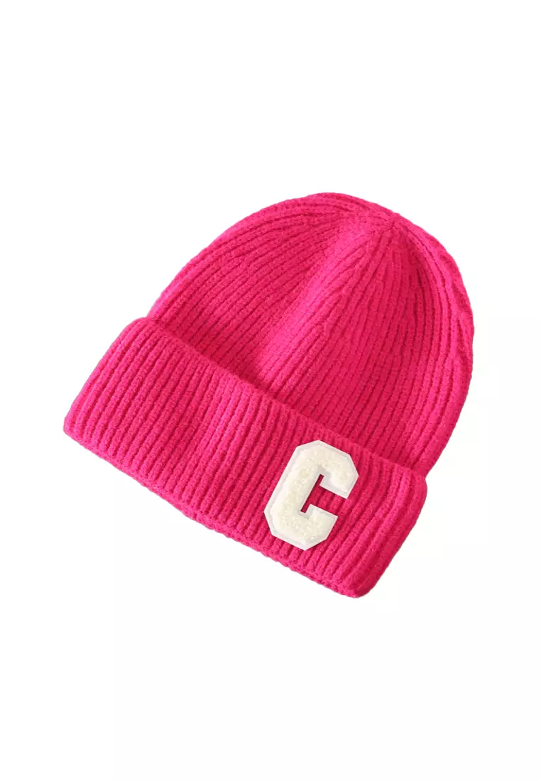 Buy Kings Collection Letter C Embroidery Red Knitted Hat KCHT2460a ...