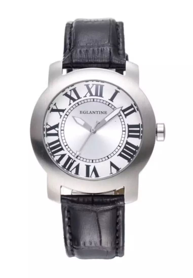 Buy EGLANTINE Emile Unisex Steel Quartz Watch on Leather Strap Online ...