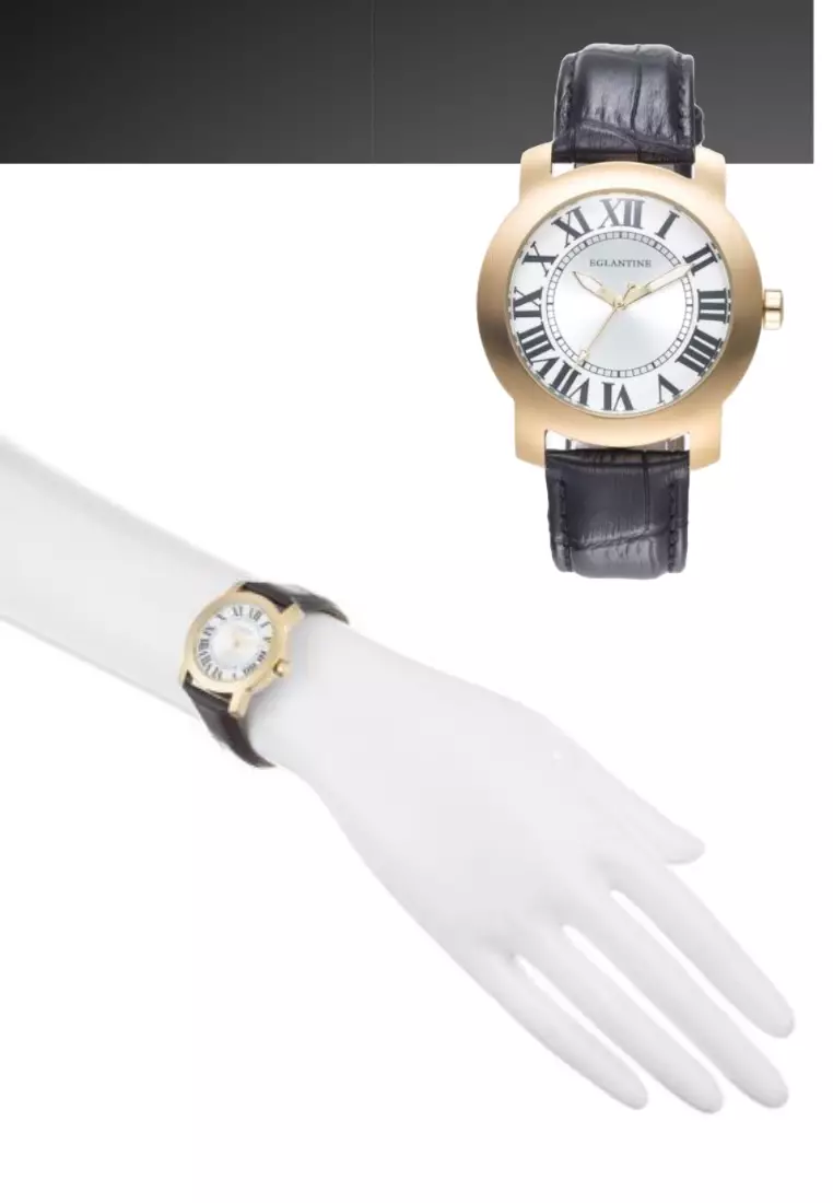 Buy EGLANTINE Emily Ladies Gold Plated Steel Quartz Watch on Black ...