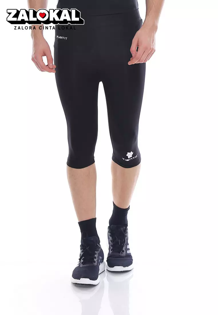 Jual Tiento Tiento Man Compression Half Pants Black White Celana ...