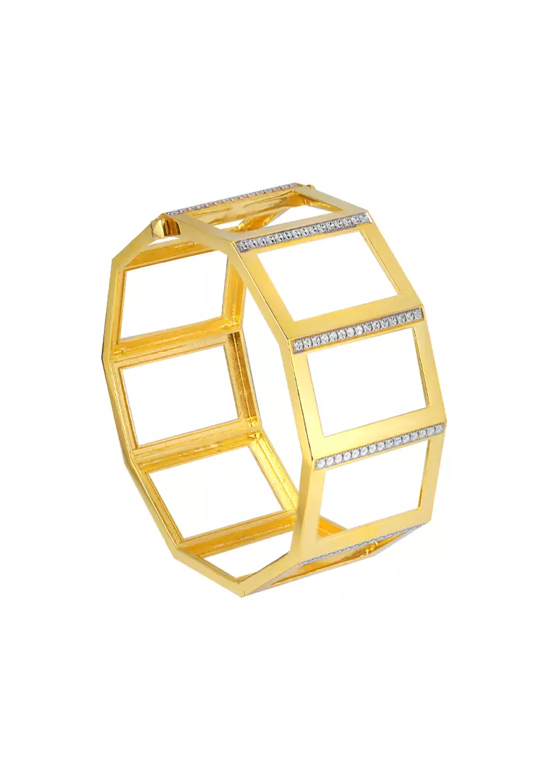 TOMEI TOMEI Diamond Cut Collection Bangle, Yellow Gold 916 2024 | Buy ...