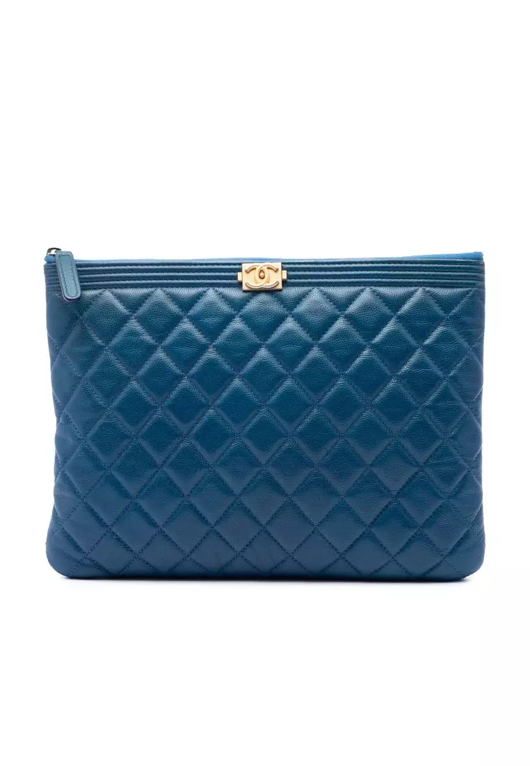 Buy CHANEL Pre-Loved Chanel Medium Quilted Caviar Boy O Case Clutch ...