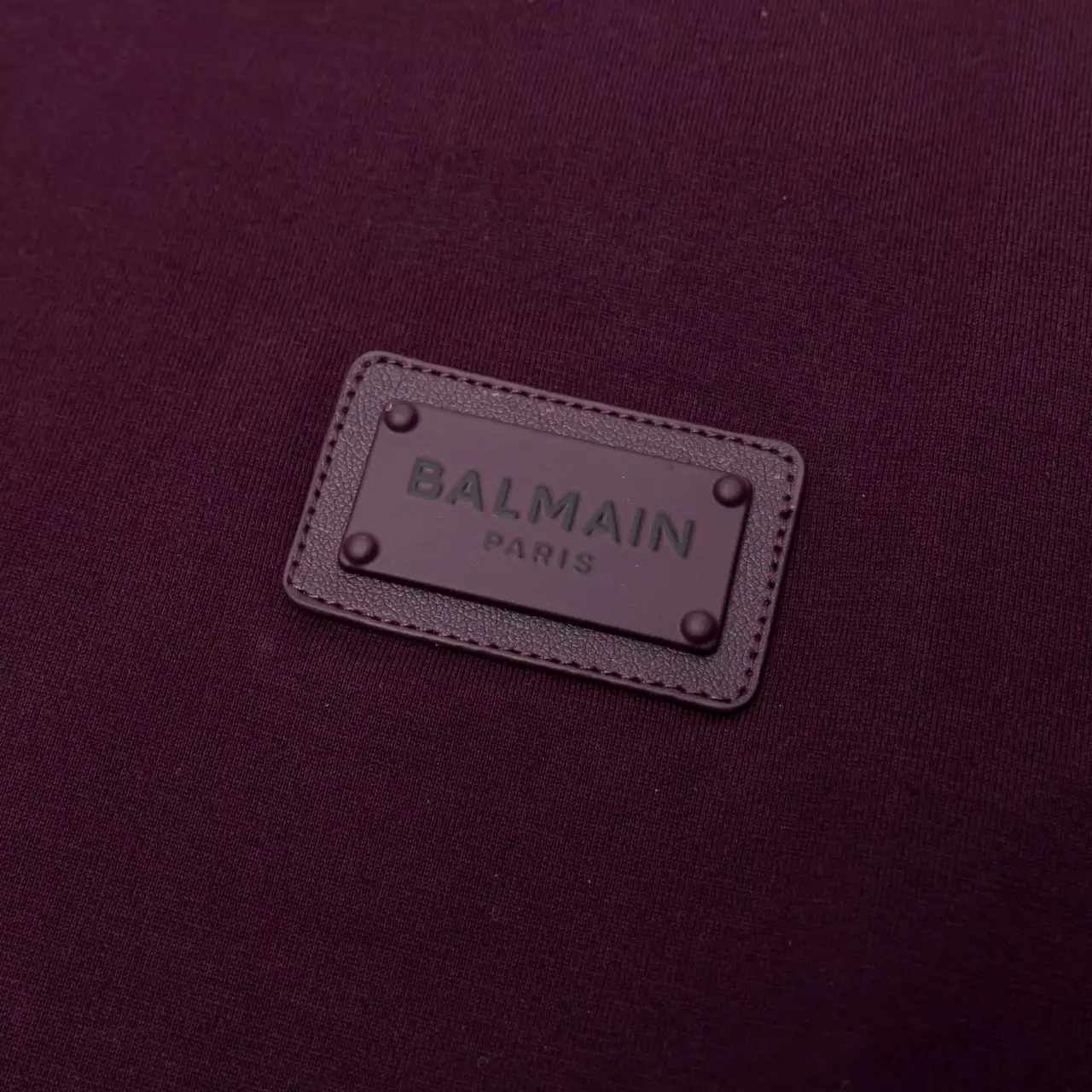 Jual Balmain Balmain B Paris Logo Leather Patch T-Shirt Burgundy ...
