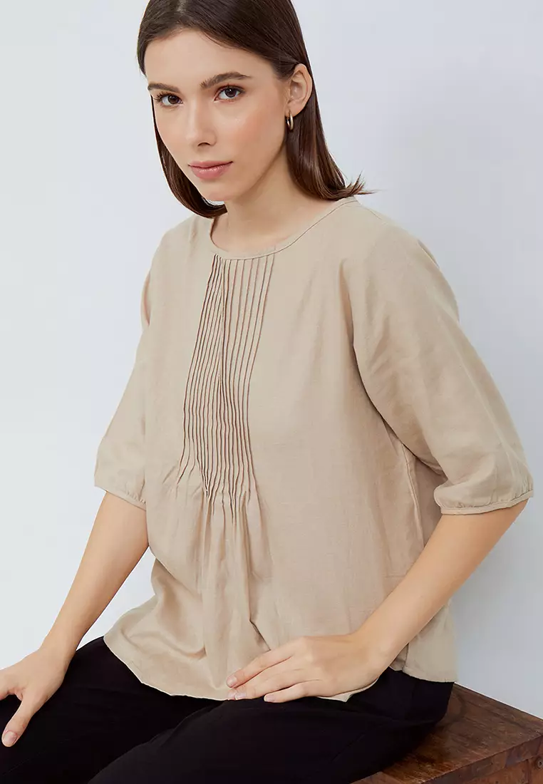 Jual Julia Owers Baju Blouse Wanita MIEKO - Coklat muda Original 2024 ...