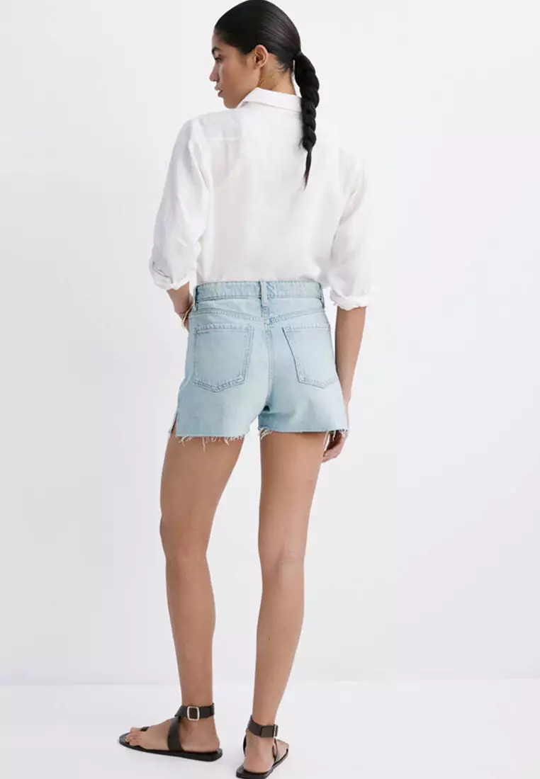 Buy Mango Denim Shorts With Frayed Hem 2026 Online | ZALORA
