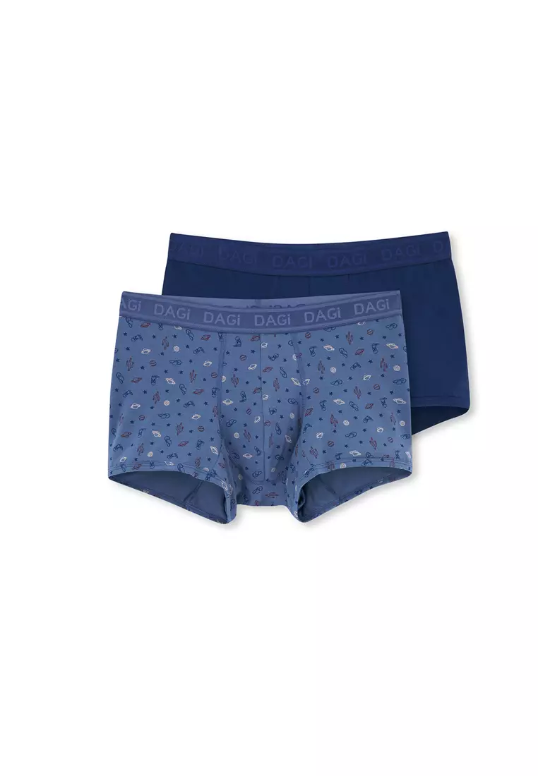 Buy DAGİ 2-Pack Blue Basic Boxer, Western Print, Underwear for Men ...