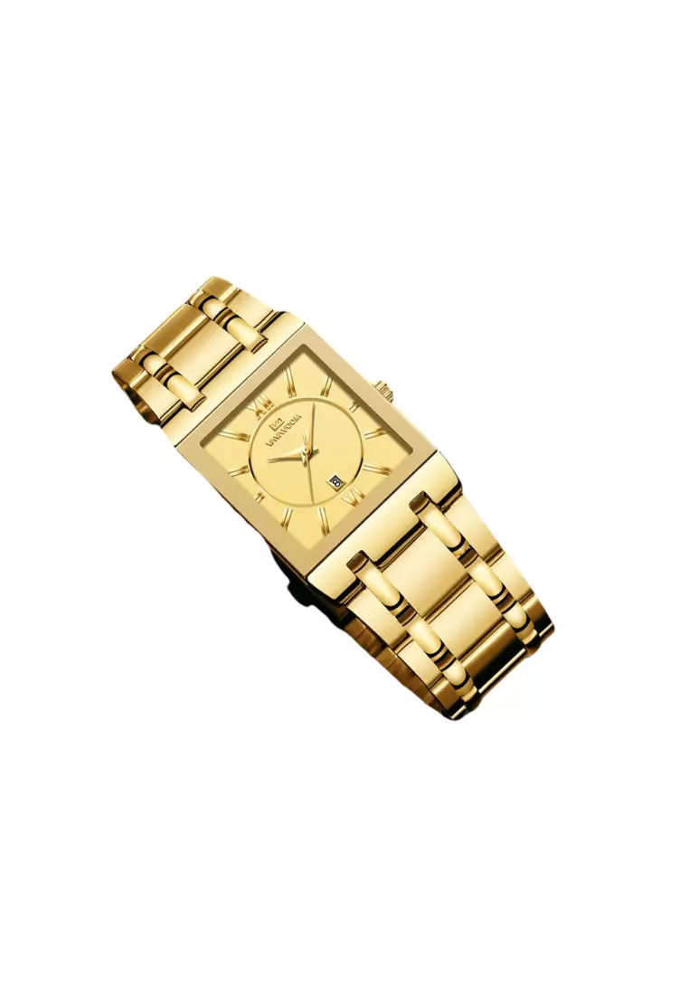 Buy OPCHIC Black Gold Square Steel Belt Waterproof Quartz Watch 2025 ...
