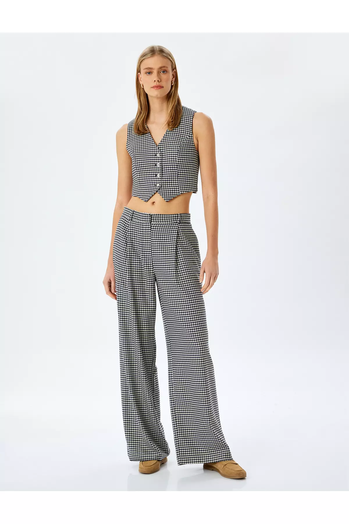 Buy KOTON V-Neck Buttoned Gingham Crop Vest 2025 Online | ZALORA ...