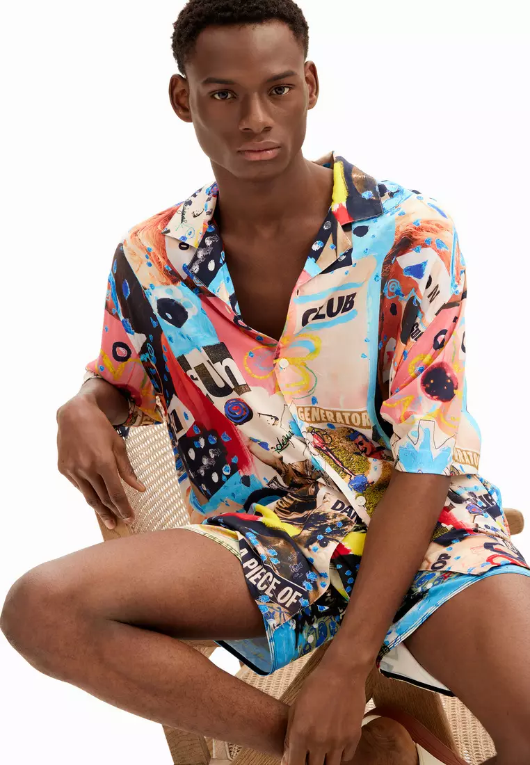 Buy Desigual Desigual Man Flowing collage resort shirt. 2025 Online ...
