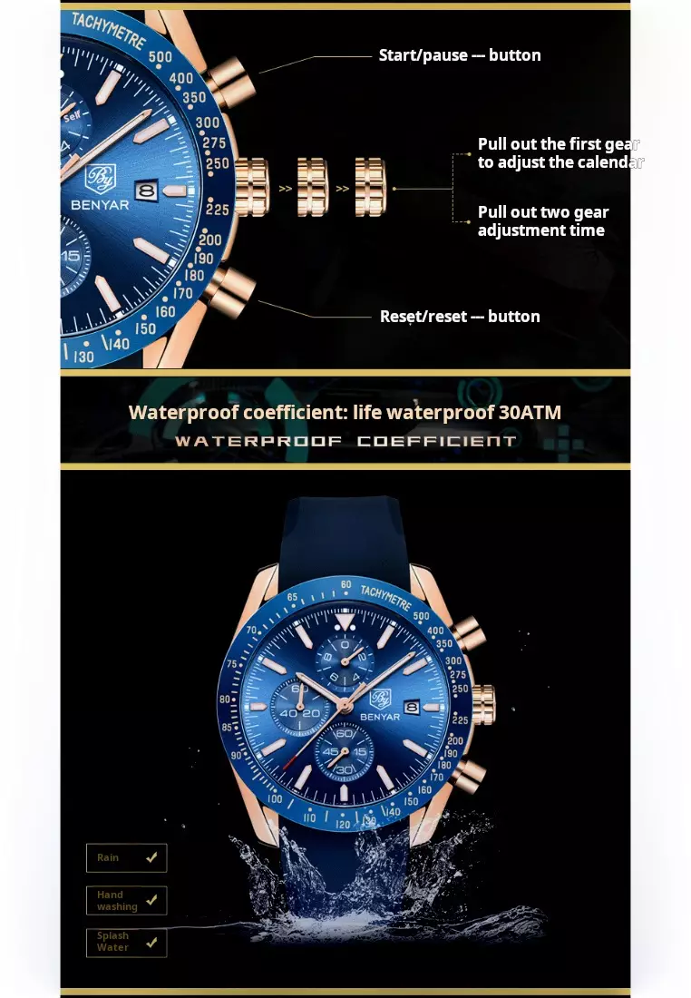 Buy OPCHIC Multifunctional Waterproof Sports Quartz Movement Men's ...