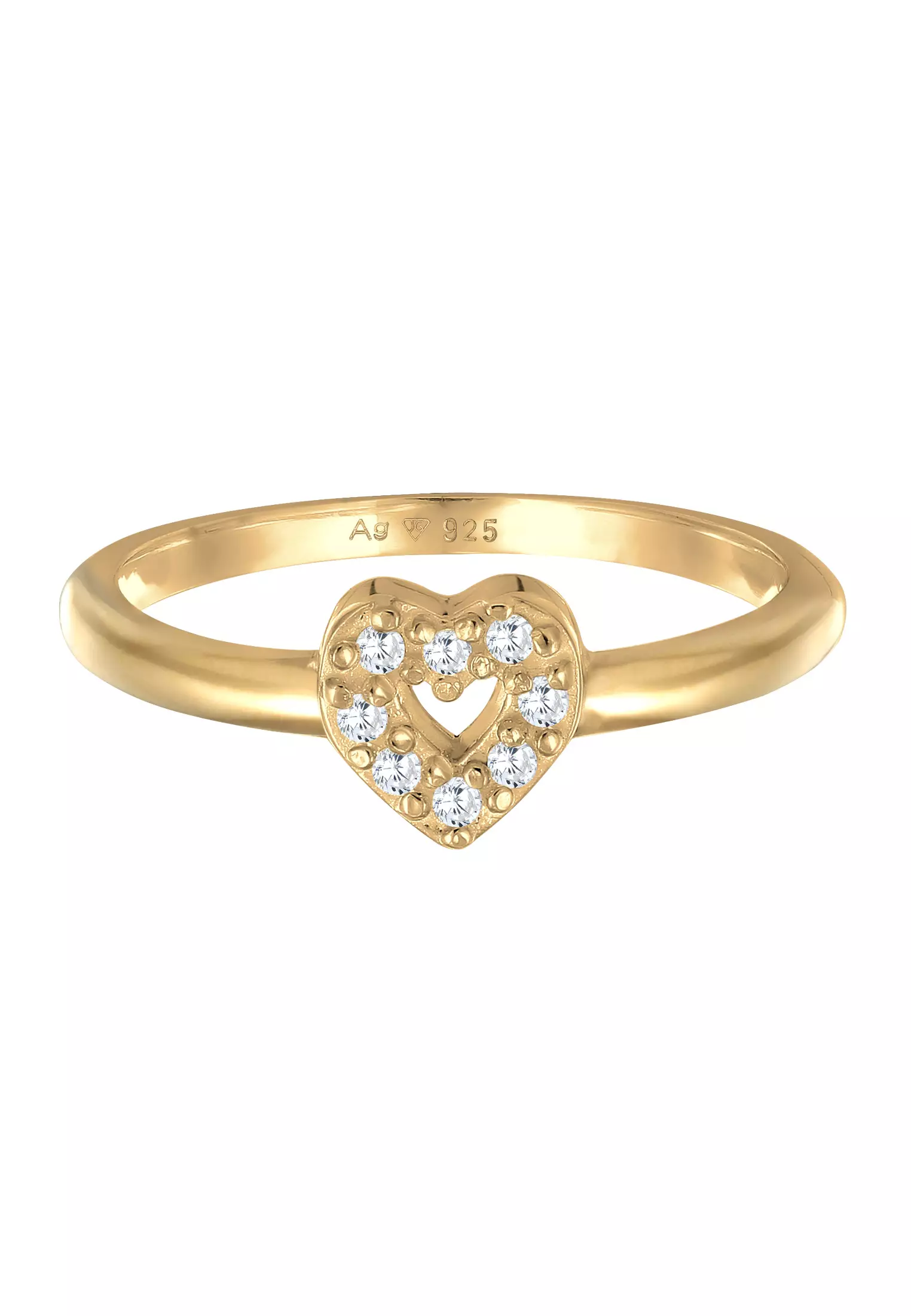 Buy ELLI GERMANY Ring Stack Heart Romantic Sparkling Zirconia Gold ...