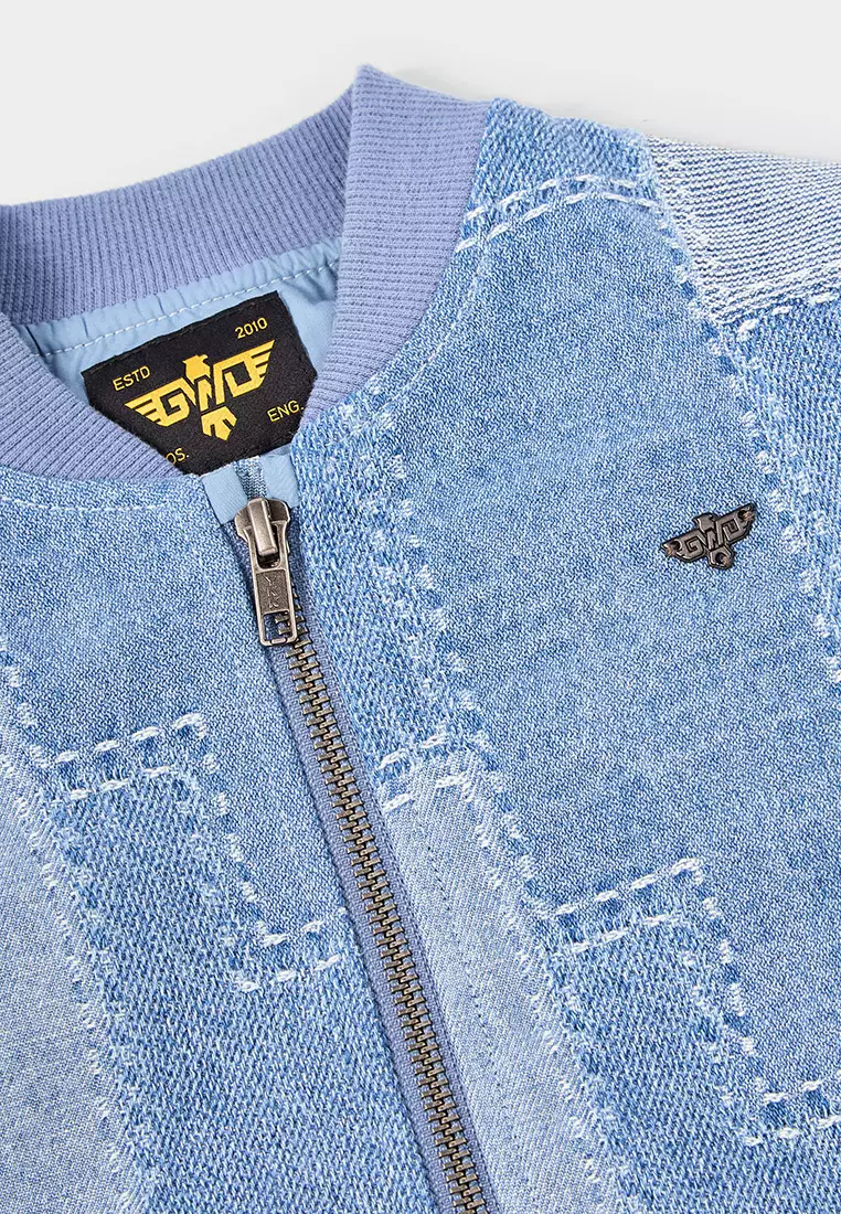 Buy GWD Selvedge Washed Indigo Patchwork Denim Jacket Online | ZALORA Malaysia