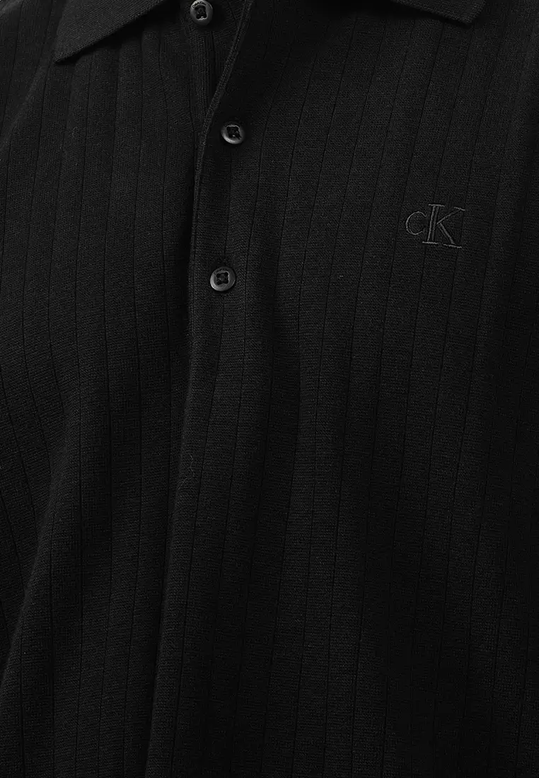 Buy Calvin Klein Short Sleeves Variegated Rib Relaxed Polo Shirt ...