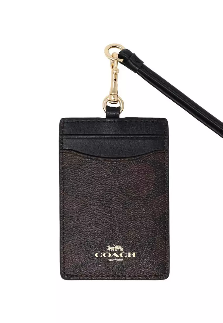 COACH ID Lanyard In Signature Canvas - Dark Brown 2025 | Buy COACH ...