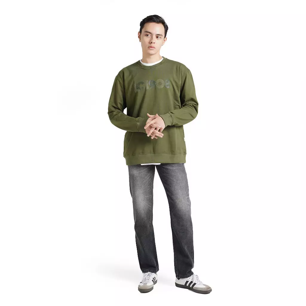 Jual Lee Cooper Lee Cooper Sweater LC 1908 Lines Olive Original 2025 ...