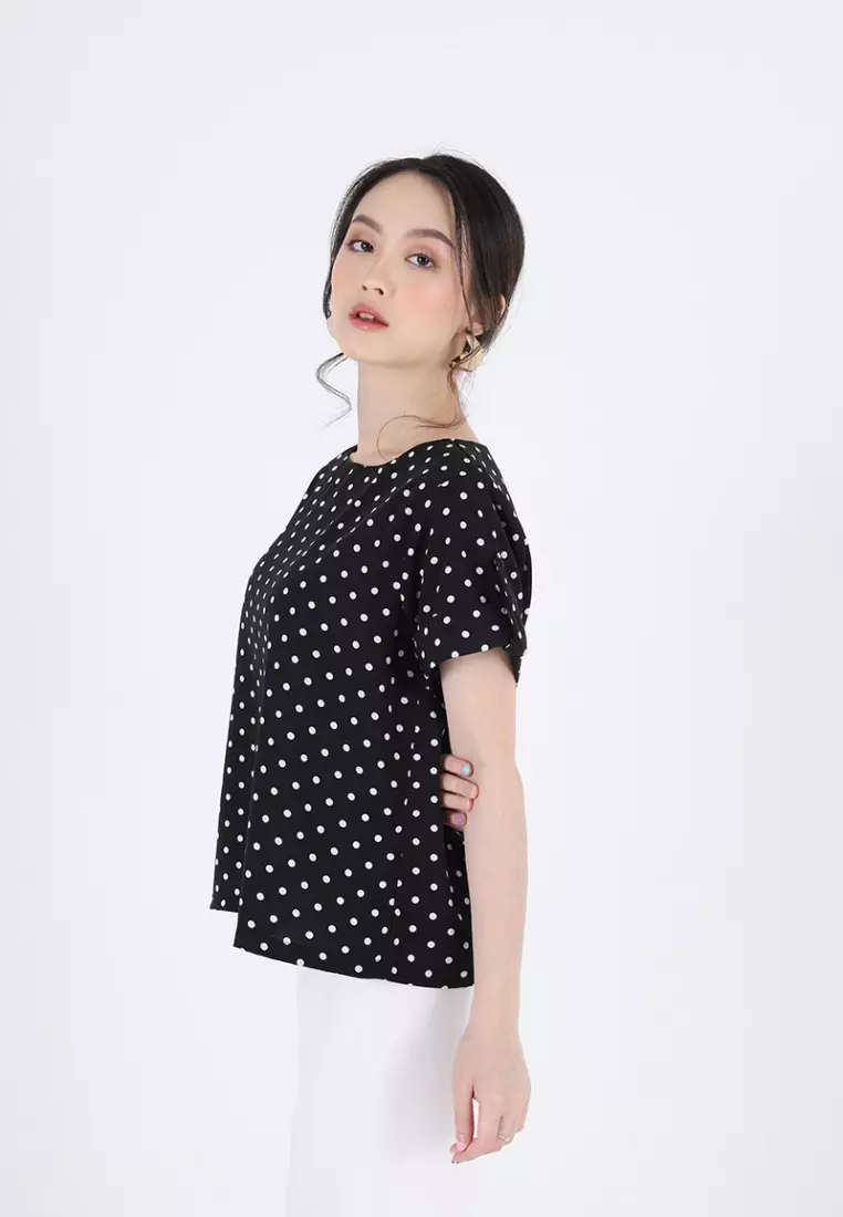 Jual Sorabel Sorabel - Keilla Polkadot Basic Blouse Black Original 2024 ...