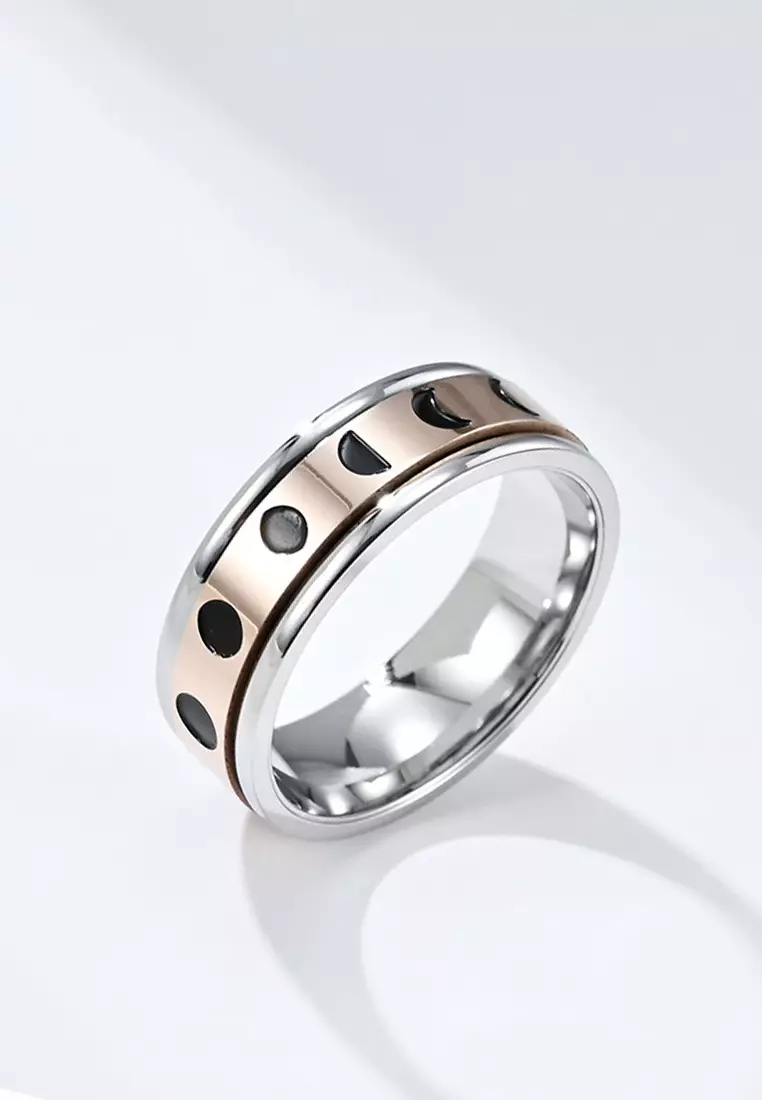 Buy HAPPY FRIDAYS Rotatable Design Solar Eclipse Titanium Steel Ring JW ...
