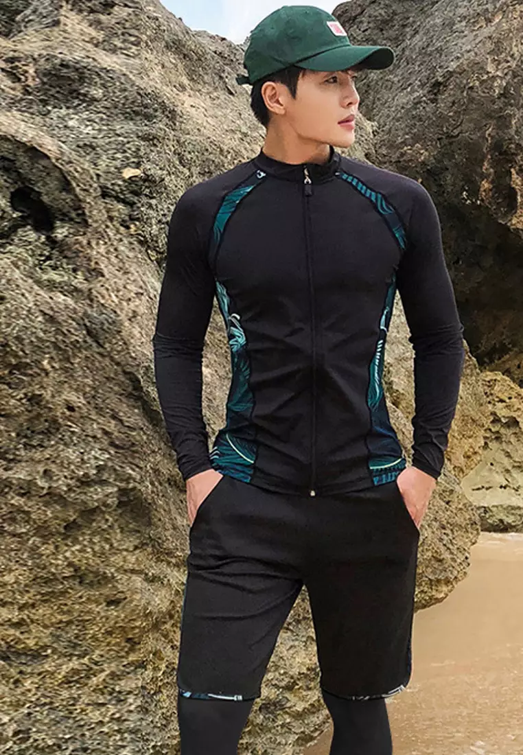 Buy LYCKA LLL3003 Korean Style Men Rash Guard 3-Pieces Set Green 2024 ...