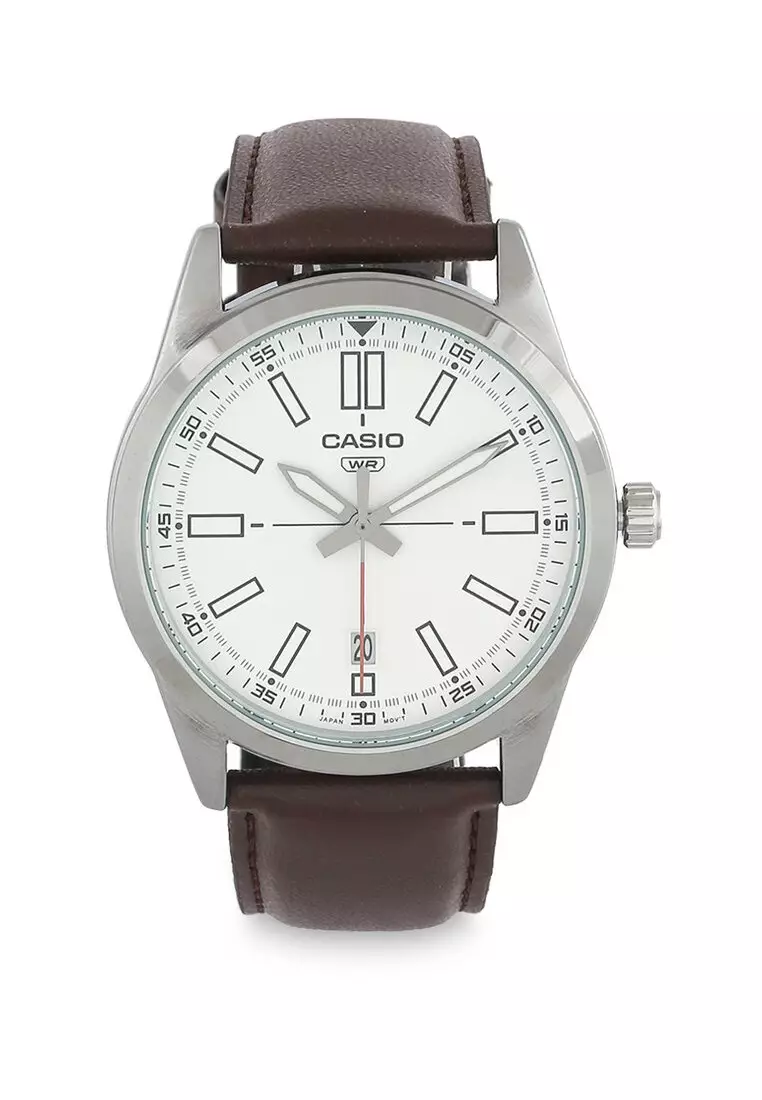 Jual Casio Casio Jam Tangan Pria Brown Silver Leather Strap Mtp Vd02l 7eudf Original 2025