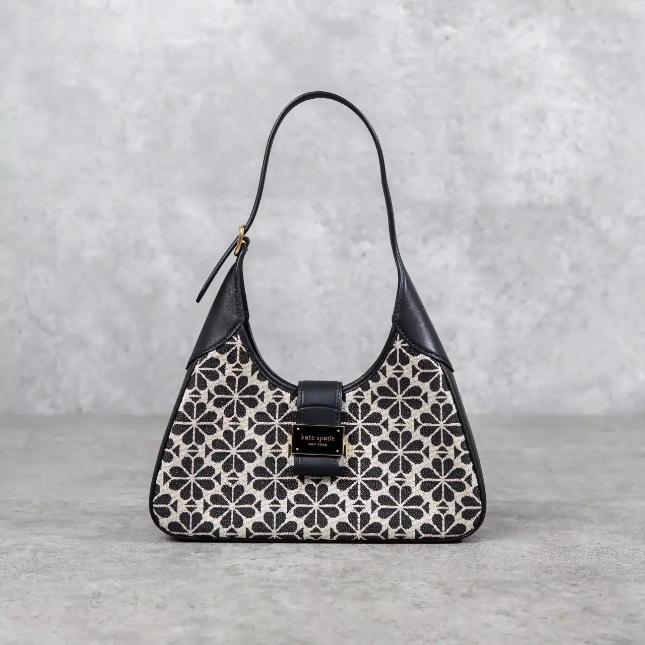 Jual Kate Spade Tas KATE SPADE JACQUARD FLORAL NOUVEAU BLACK FLAP HOBO ...
