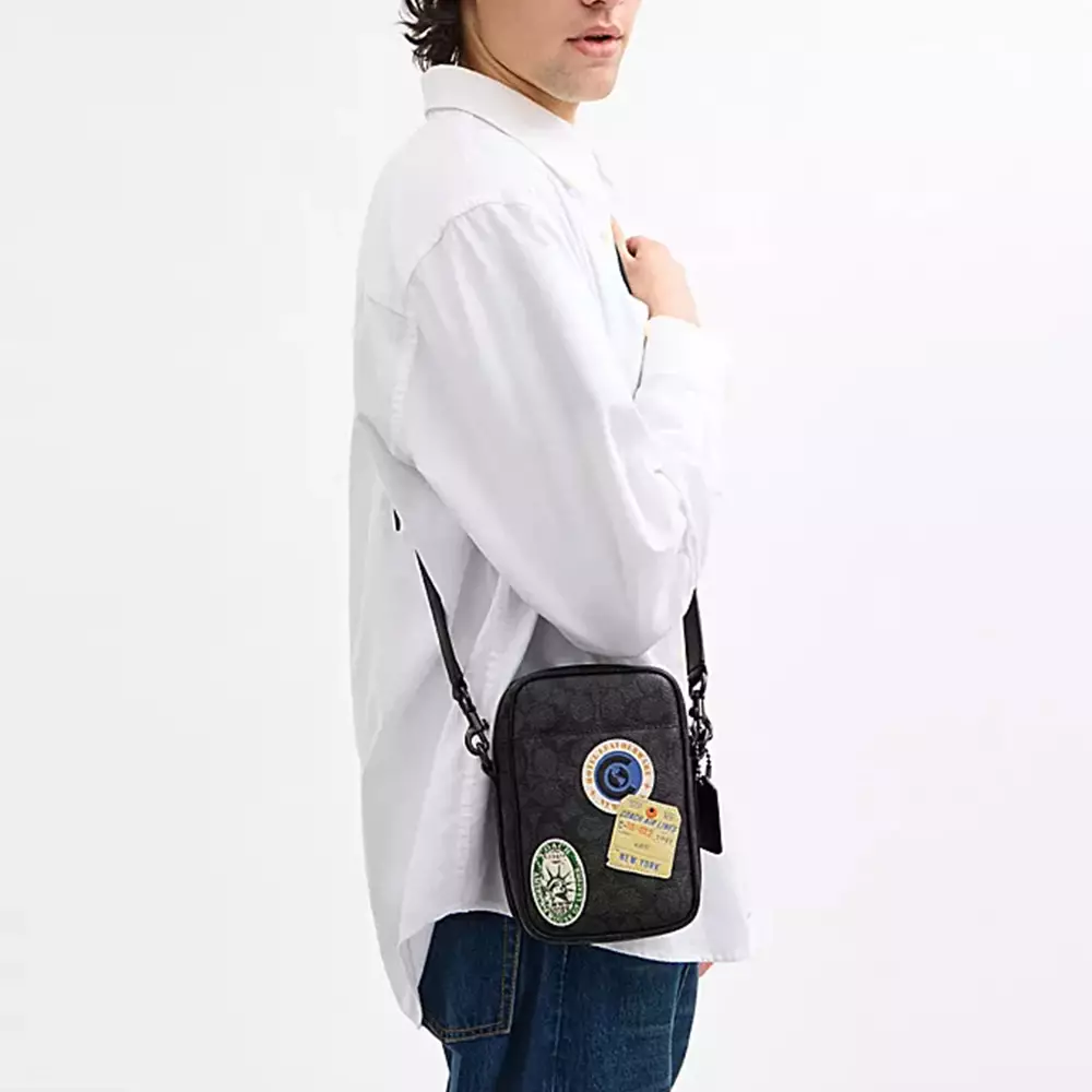 Jual Coach Hitch Crossbody In Signature Canvas With Patches Charcoal ...