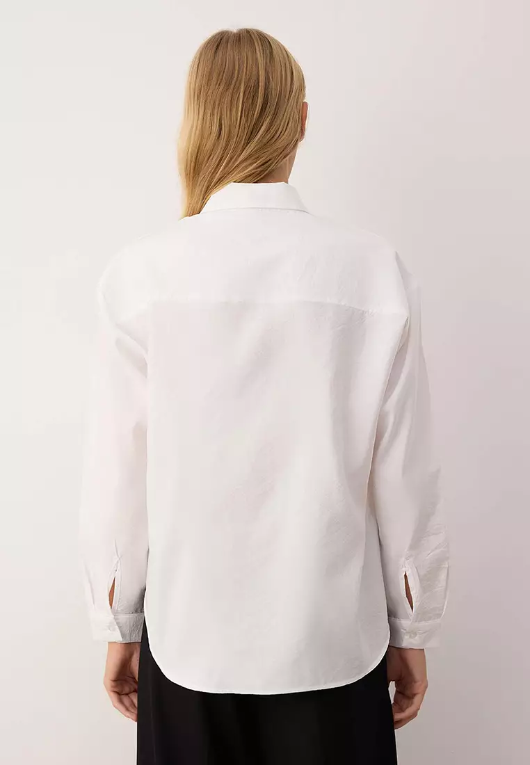 Buy Trendyol White Textured Embroidered Detailed Shirt 2026 Online | ZALORA