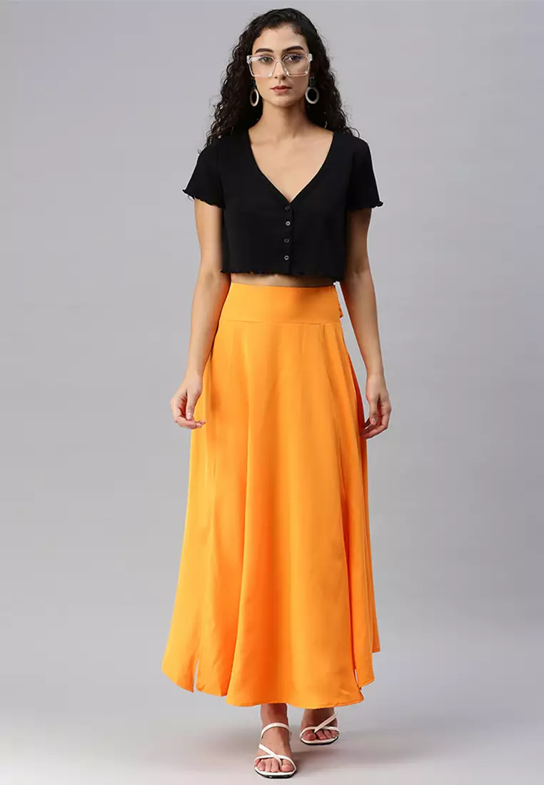 Buy London Rag Orange Bow Detail Slit Long Skirt 2025 Online | ZALORA ...