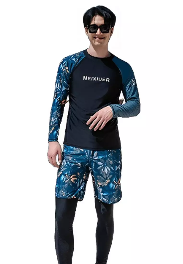 Buy LYCKA LLL3053 Korean Style Men Rash Guard 3-Pieces Set Green 2025 ...