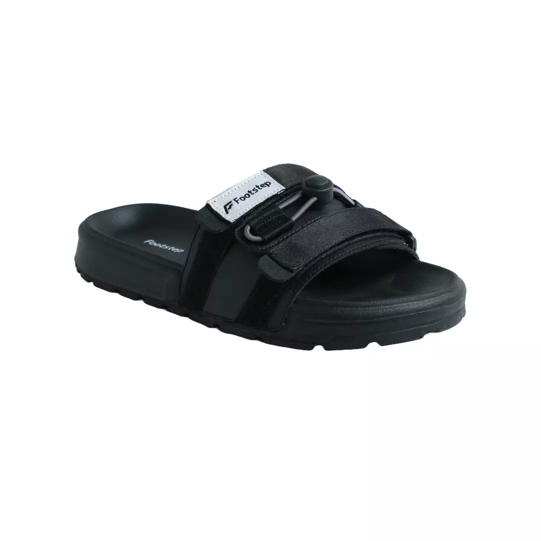 Jual Foot Step Footstep Footwear Sandal Pria Slide Foxi Black Grey ...