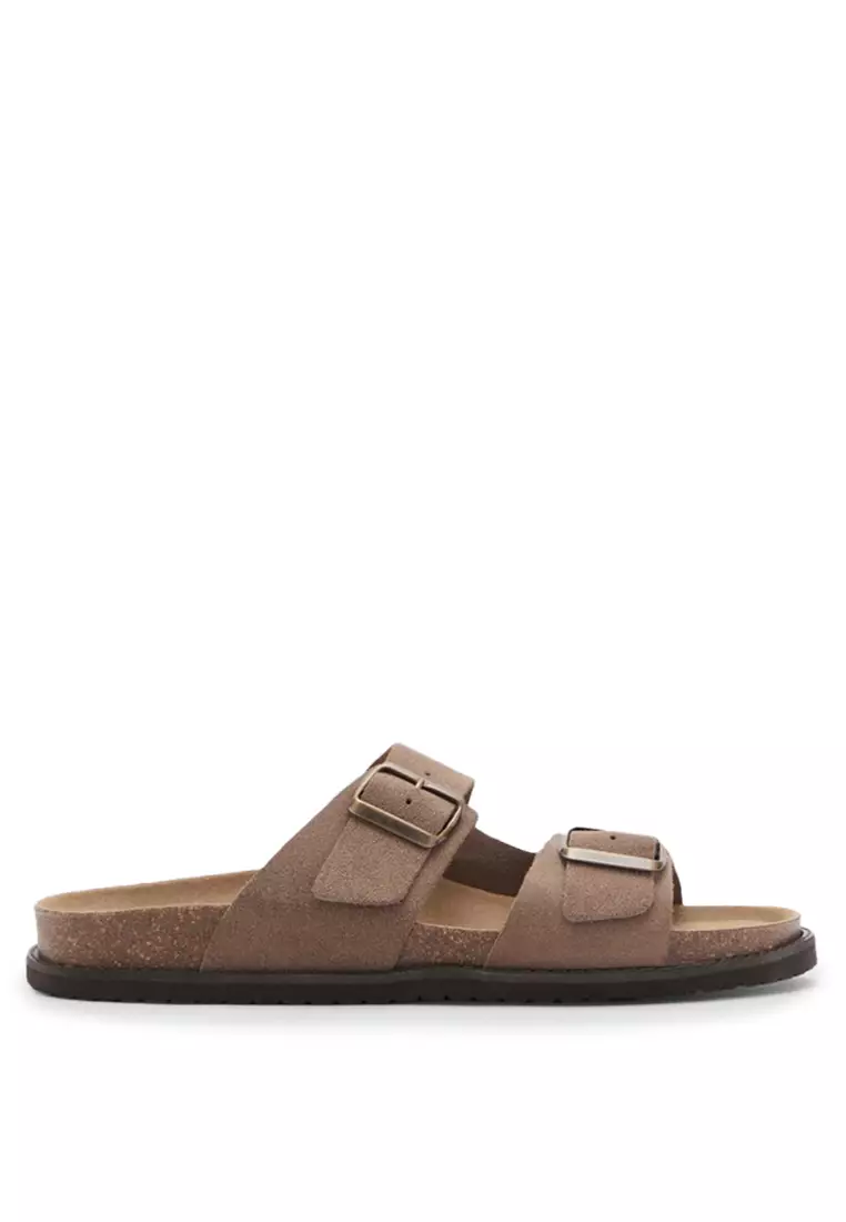 Jual MANGO Man Buckle Leather Sandals Original 2026 | ZALORA Indonesia
