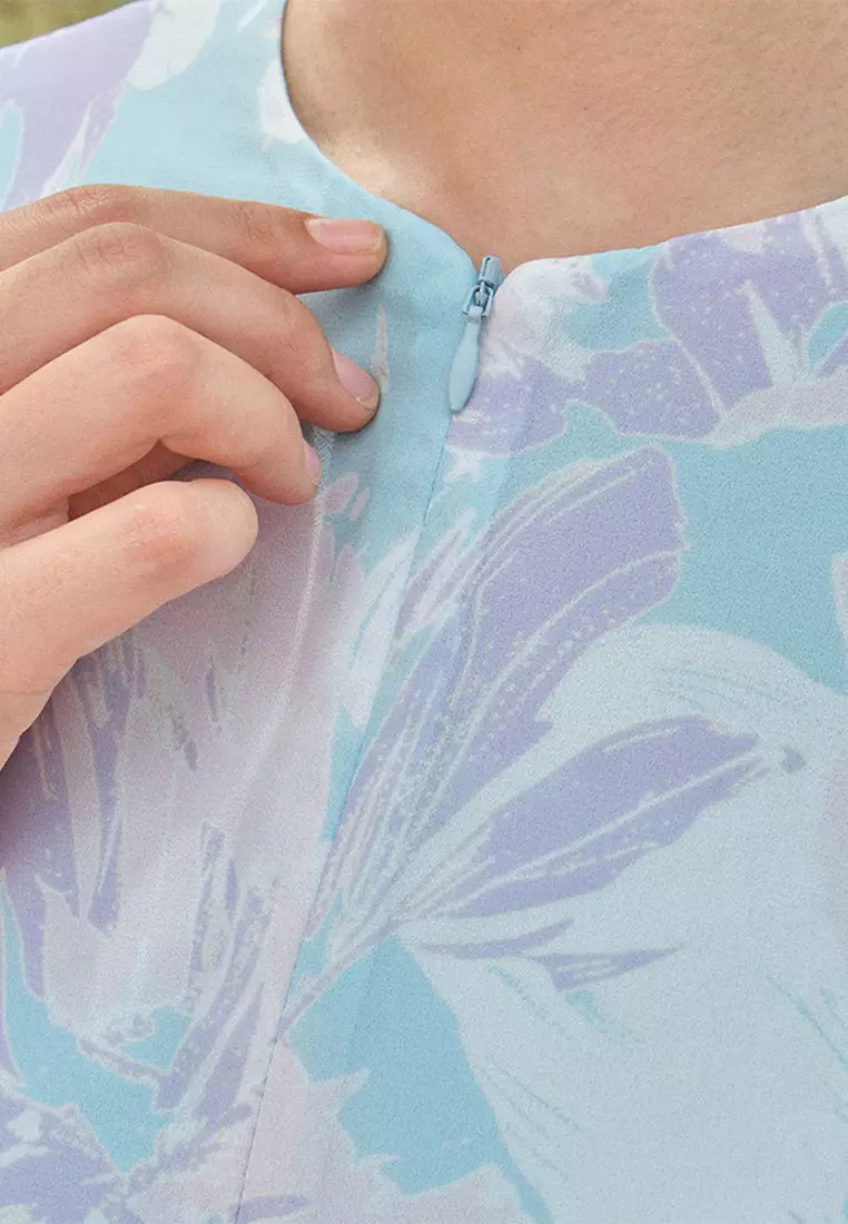 Buy POPLOOK Sentosa Blouse & Skirt - Blue Floral Art Online | ZALORA ...