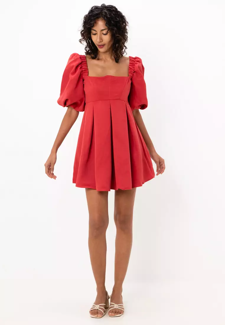 Jual ASOS Design Structured Prom Mini Dress With Curved Neckline Detail ...