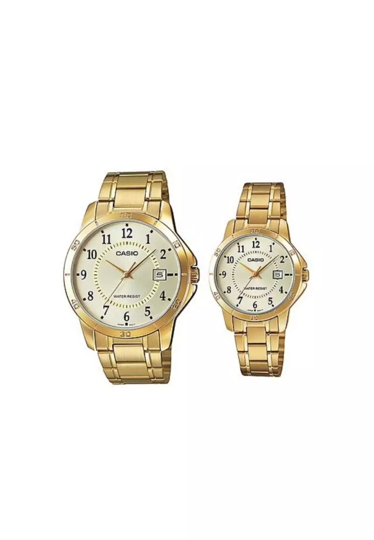 Buy Casio Couple Analog Watch Mtp Ltp V004g 9b Gold Stainless Steel