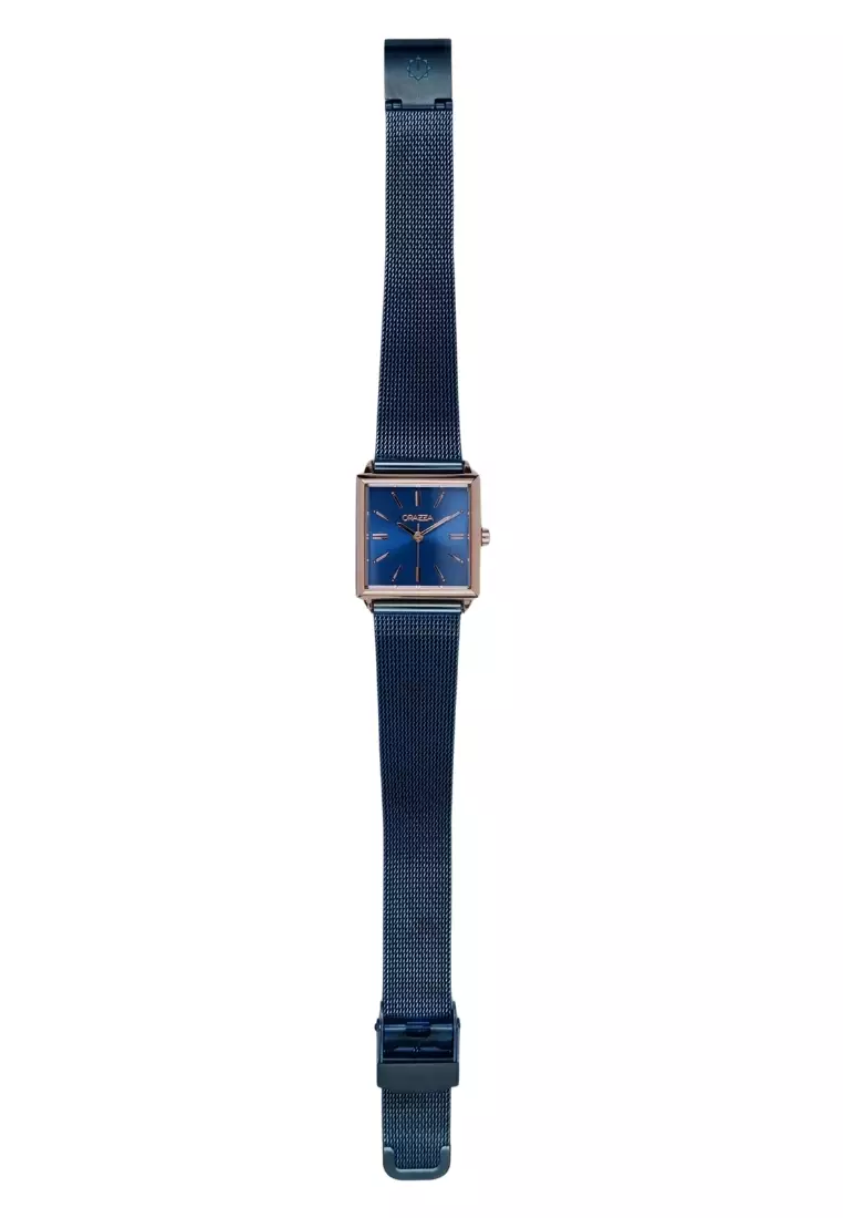Buy Orazza Kayra Blue Mesh Band Square Watch 2024 Online | ZALORA ...