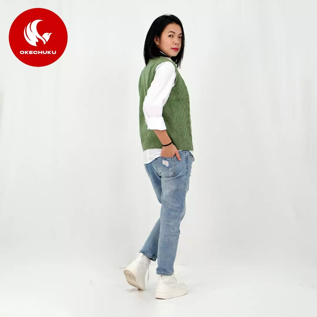 Jual Okechuku Vest Kancing Rompi Rajut Kancing Knit Outer Korean Style ...