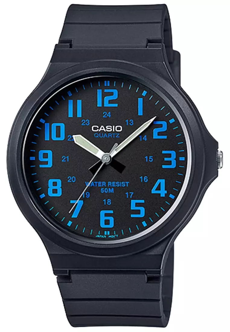 Jual Casio Casio Analog Jam Tangan Pria Strap Karet Hitam MW-240-2B Original Original 2025 ...