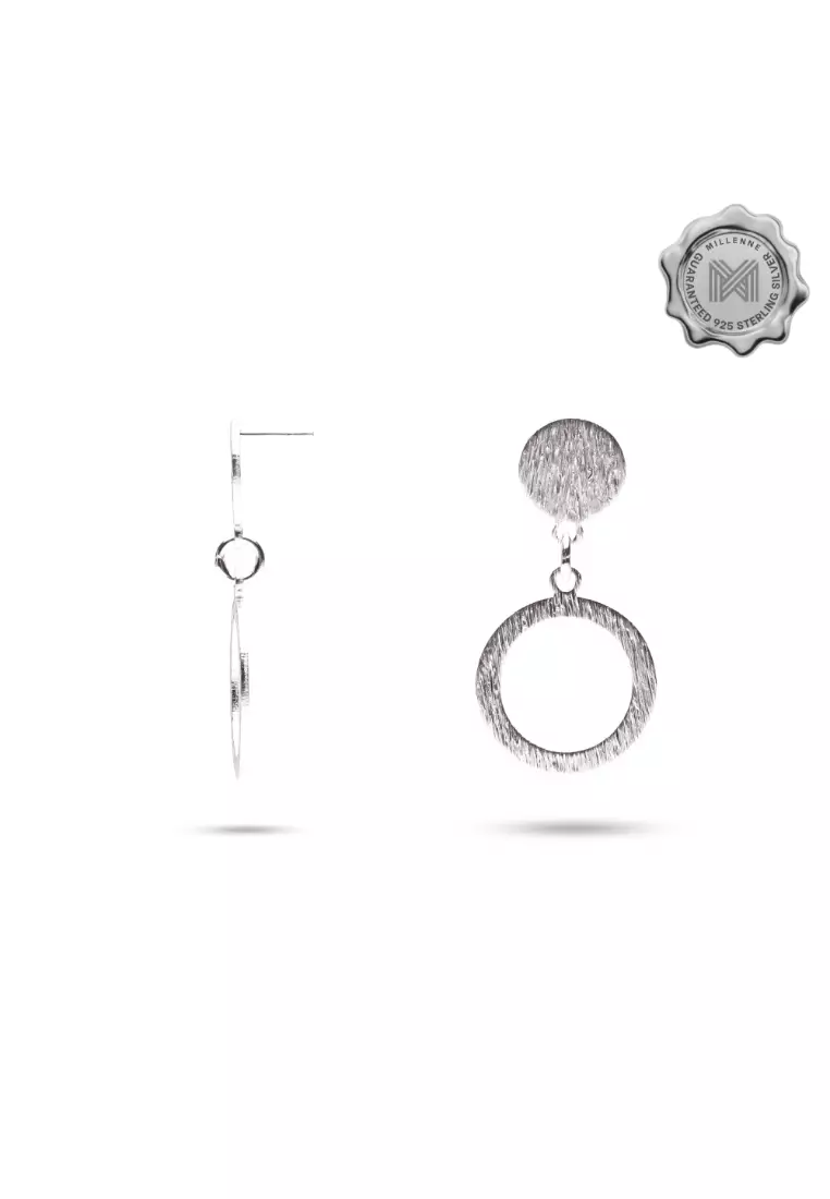 Buy Millenne MILLENNE Minimal Matt Circle Silver Stud Earrings with 925 ...